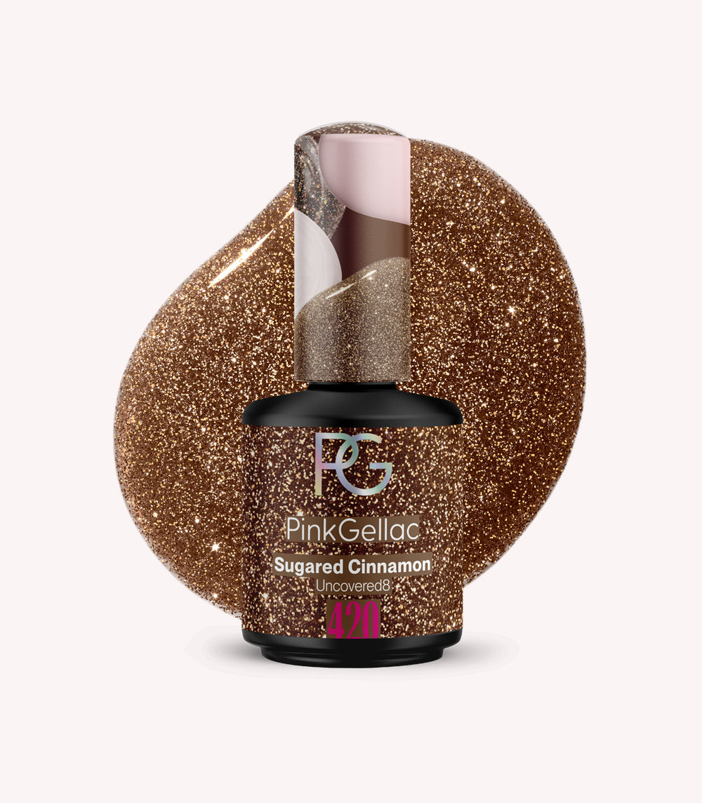 420 Sugared Cinnamon - Glitter Brown Gel Polish - Pink Gellac