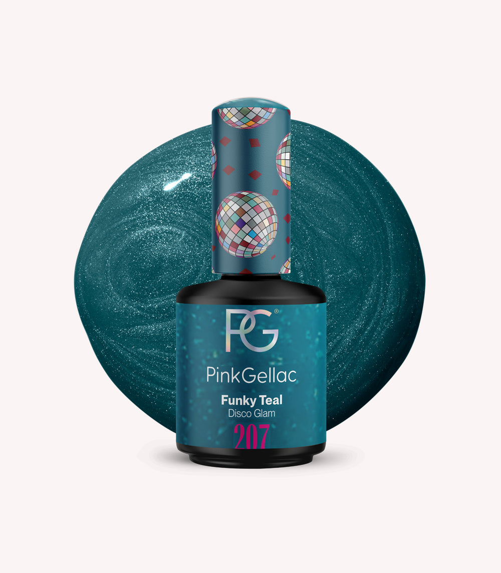207 Funky Teal - Blue Green Gel Polish - Pink Gellac